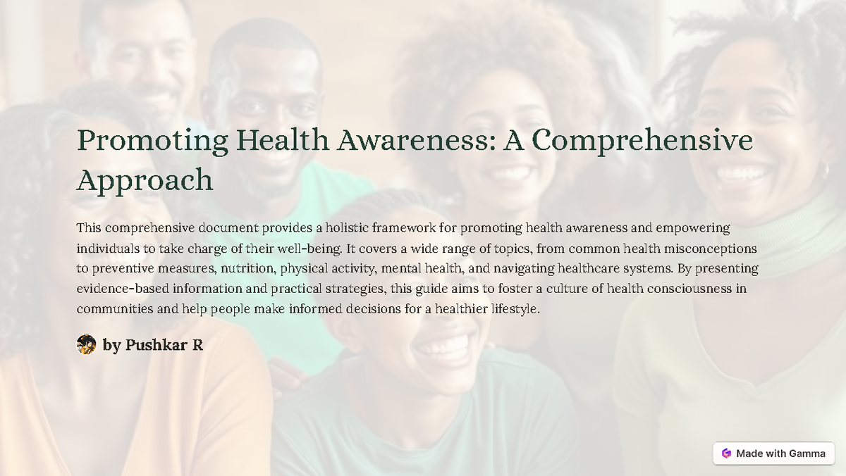 Promoting Health Awareness A Comprehensive Approach - Promoting Health ...