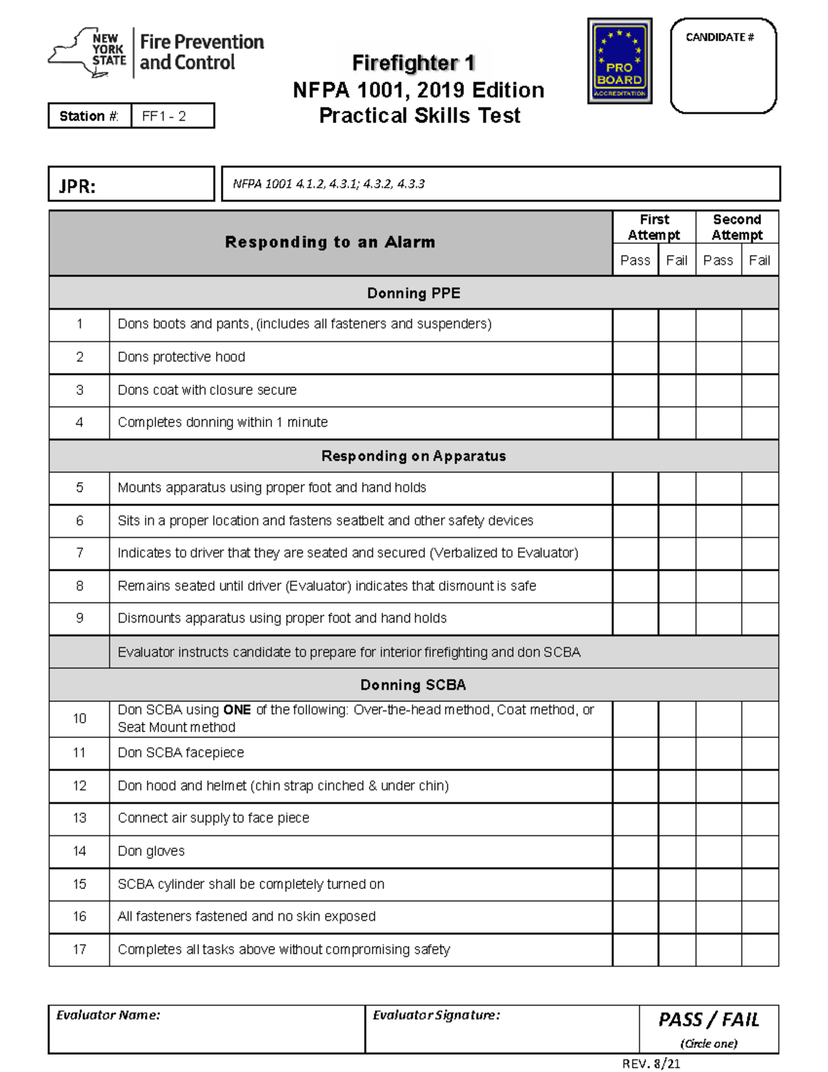 Firefighter 1 NFPA 1001, 2019 Edition Practical Skills Test Guide - Studocu