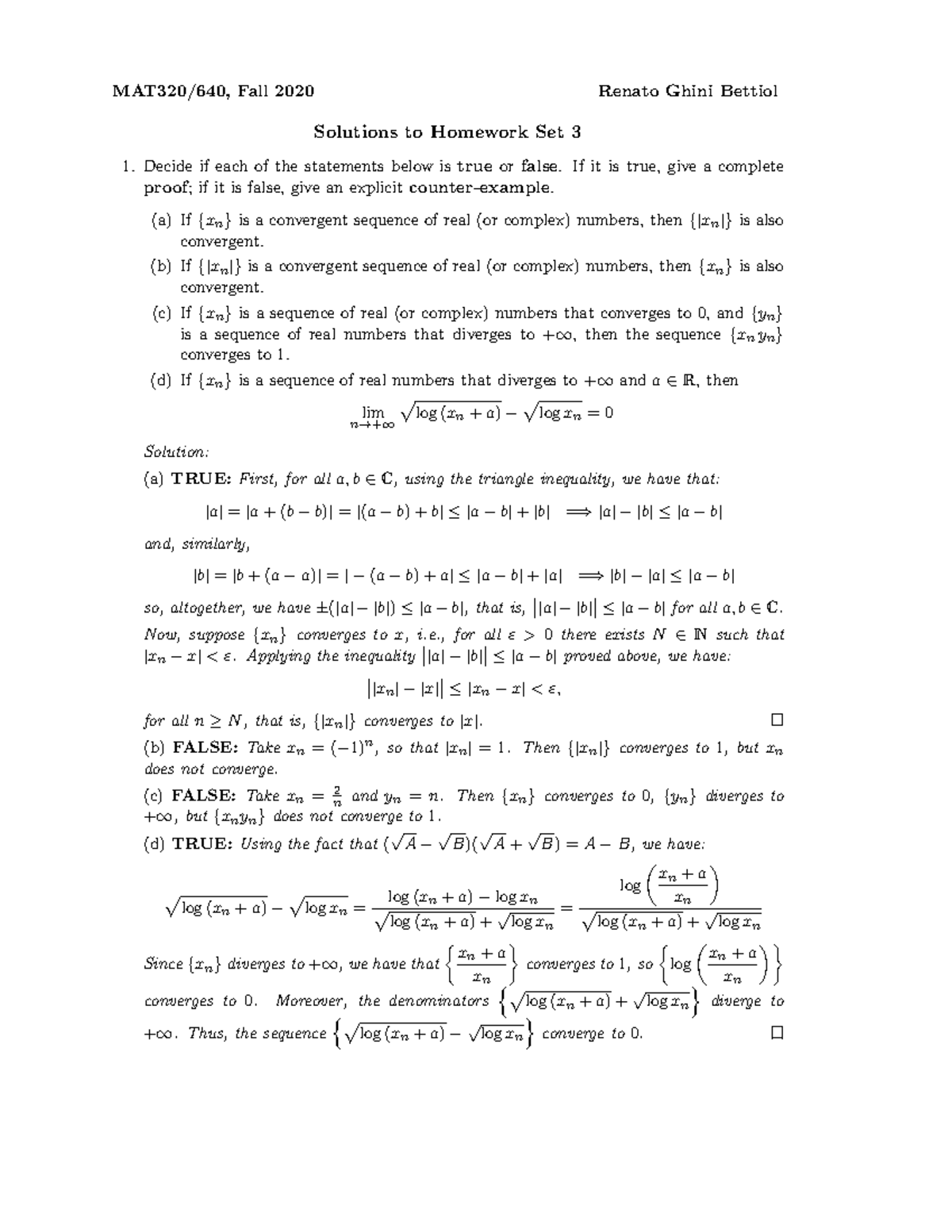 Fall 2020 MATH 351 Homework Set 3 Solutions and Explanations - Studocu