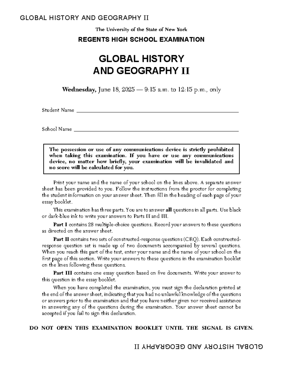 Global History & Geography II: June 2025 Regents Exam Guide - Studocu