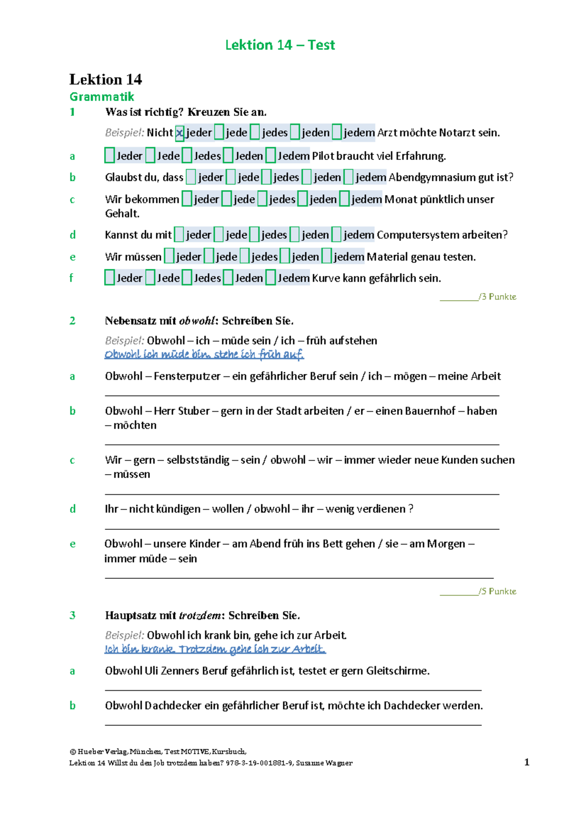 Motive A2 Lektion 14 Test: Grammatik und Ratschläge - Studocu