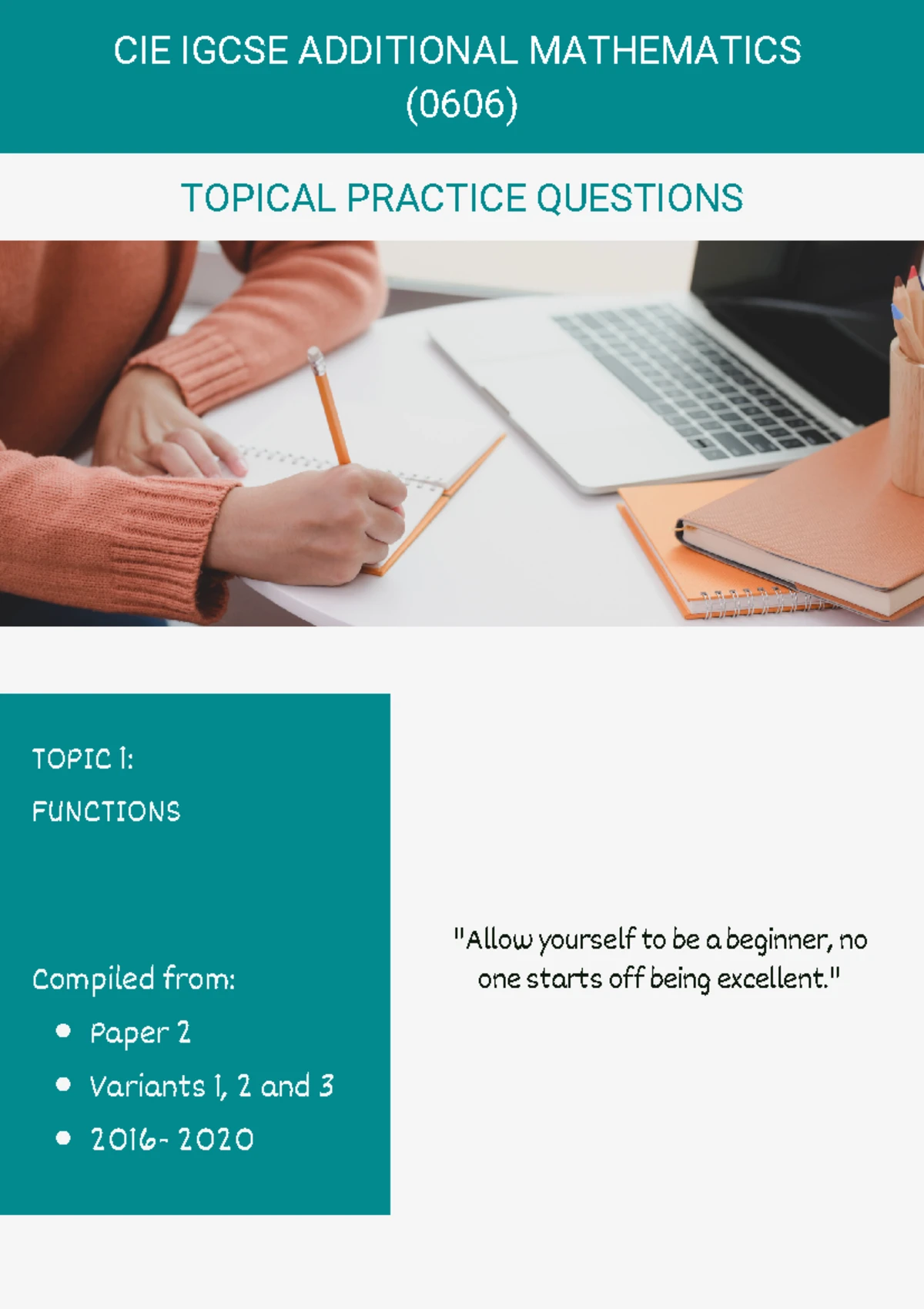 CIE IGCSE Additional Maths (0606) Differentiation & Integration Paper 2 - Studocu