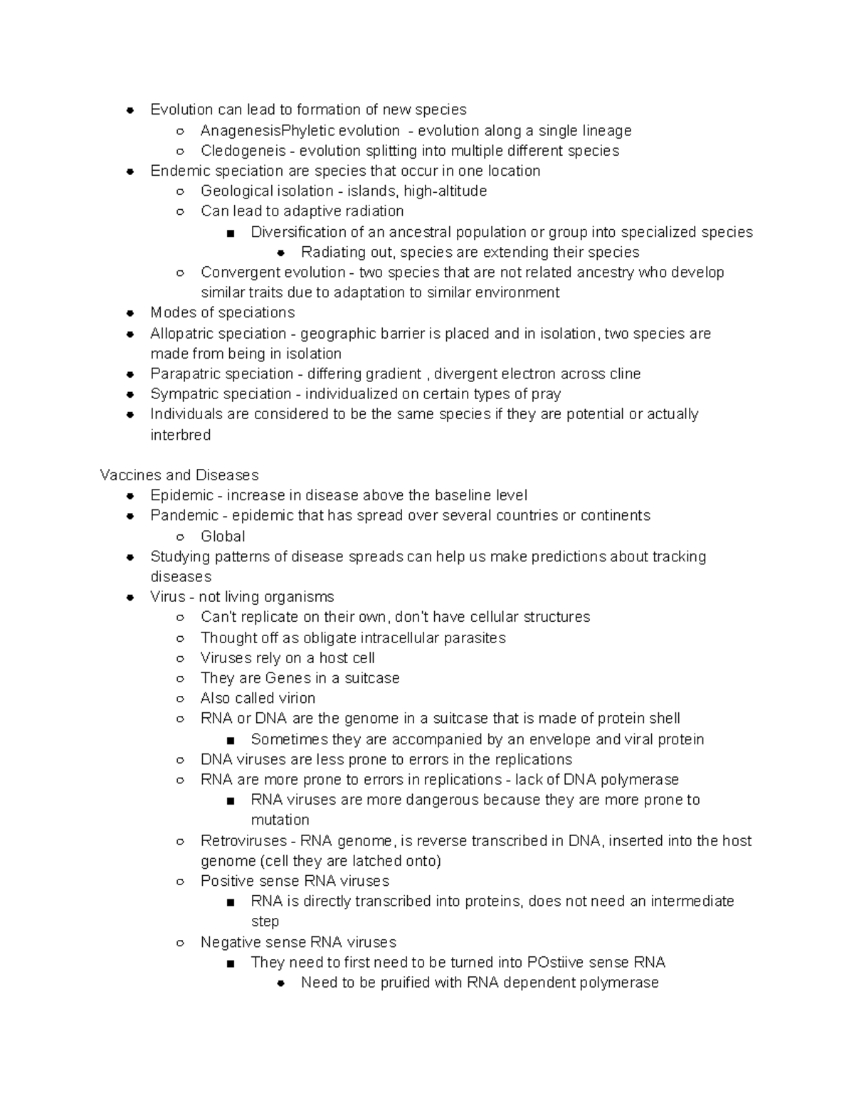Lecture 6: Mechanisms of Evolution & Virus/Disease Impacts - Studocu