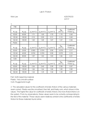 Lab10 - Lab Report - 1 Experiment # 10: Circular Motion Statement of Objective: To verify and ...