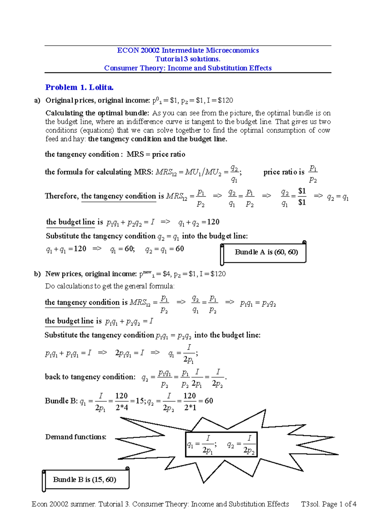 2000 2-T3sol - Tute 3 Solutions - ECON 20002 Intermediate ...