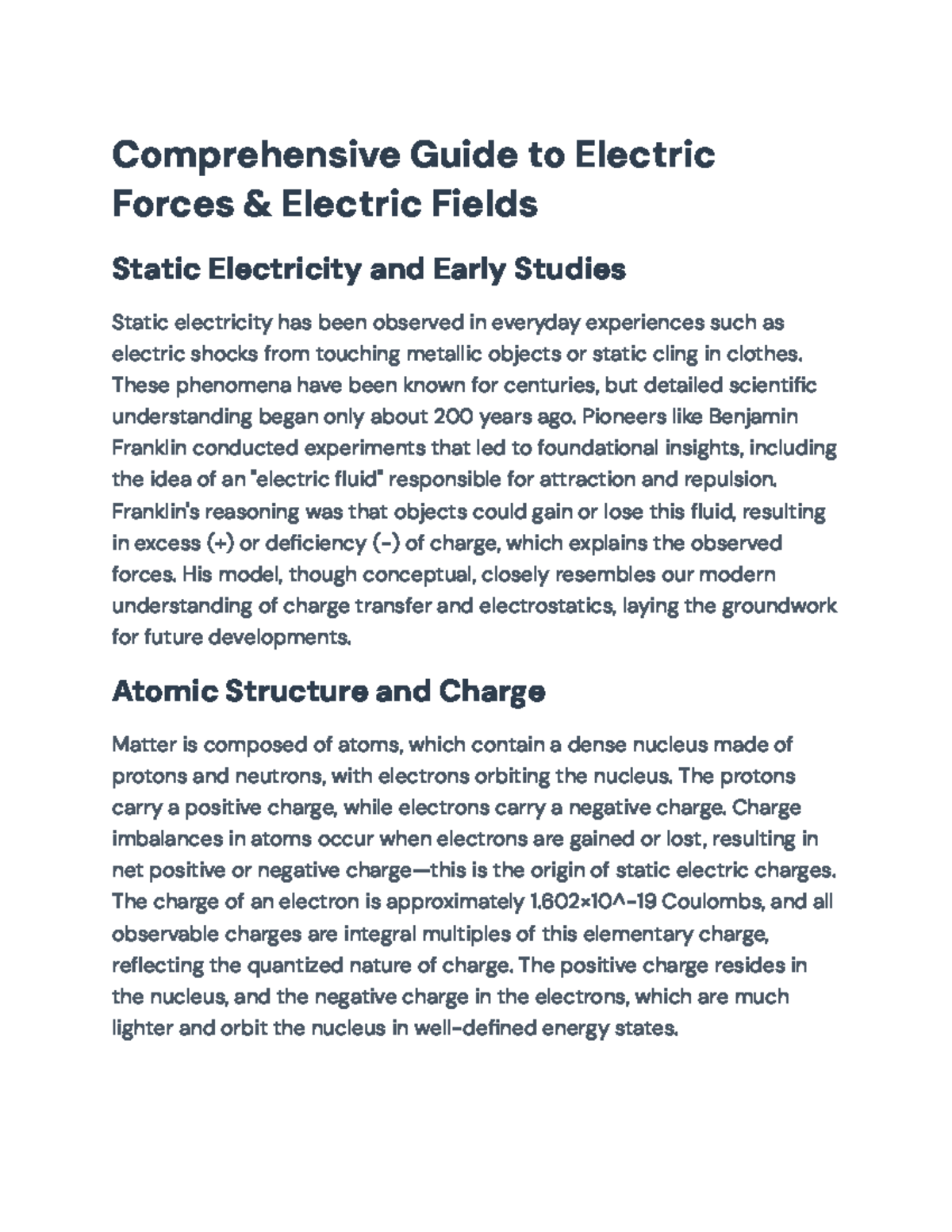 Comprehensive Guide to Static Electricity and Electric Forces (PHYS 101 ...