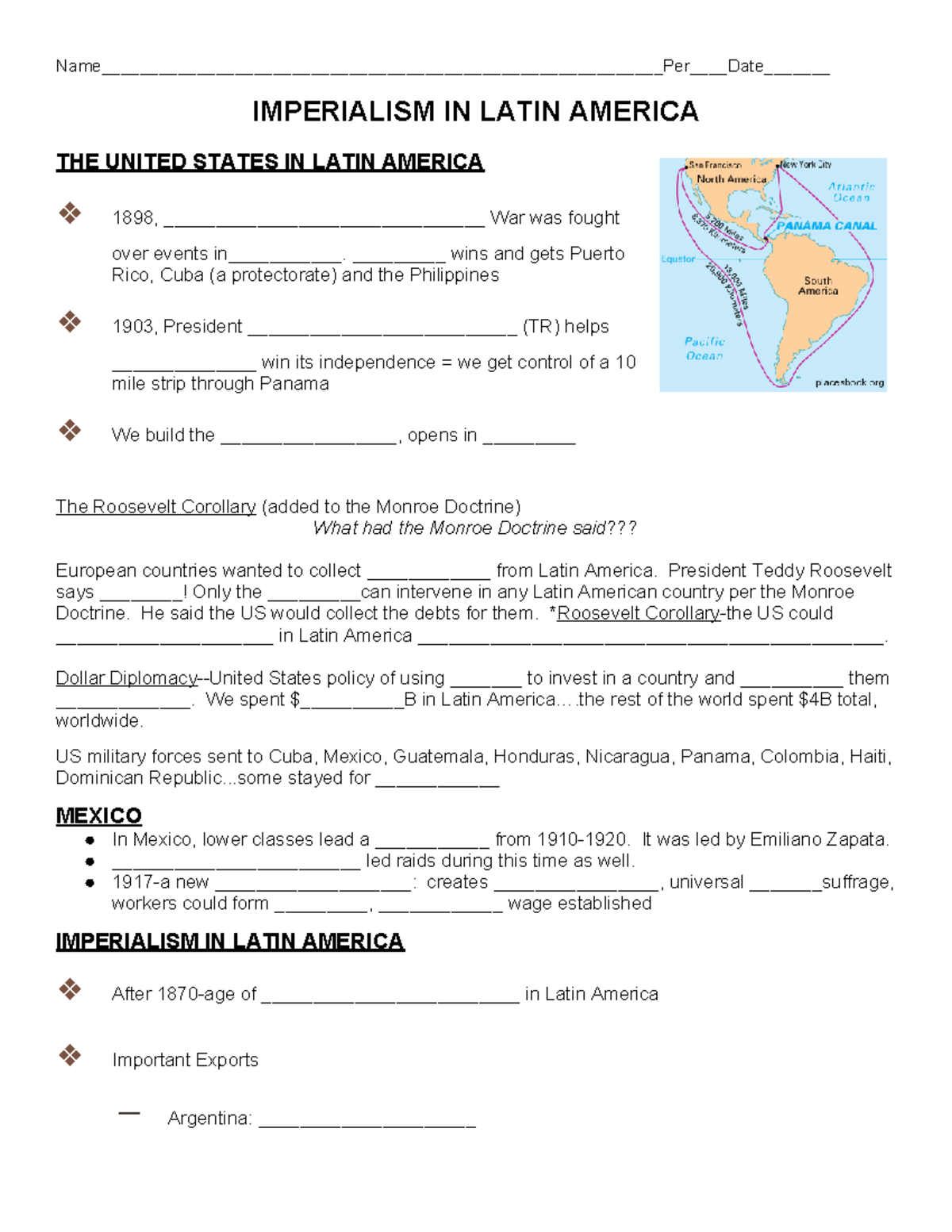 IMPERIALISM IN LATIN AMERICA: US Influence 1898-1903 - Studocu