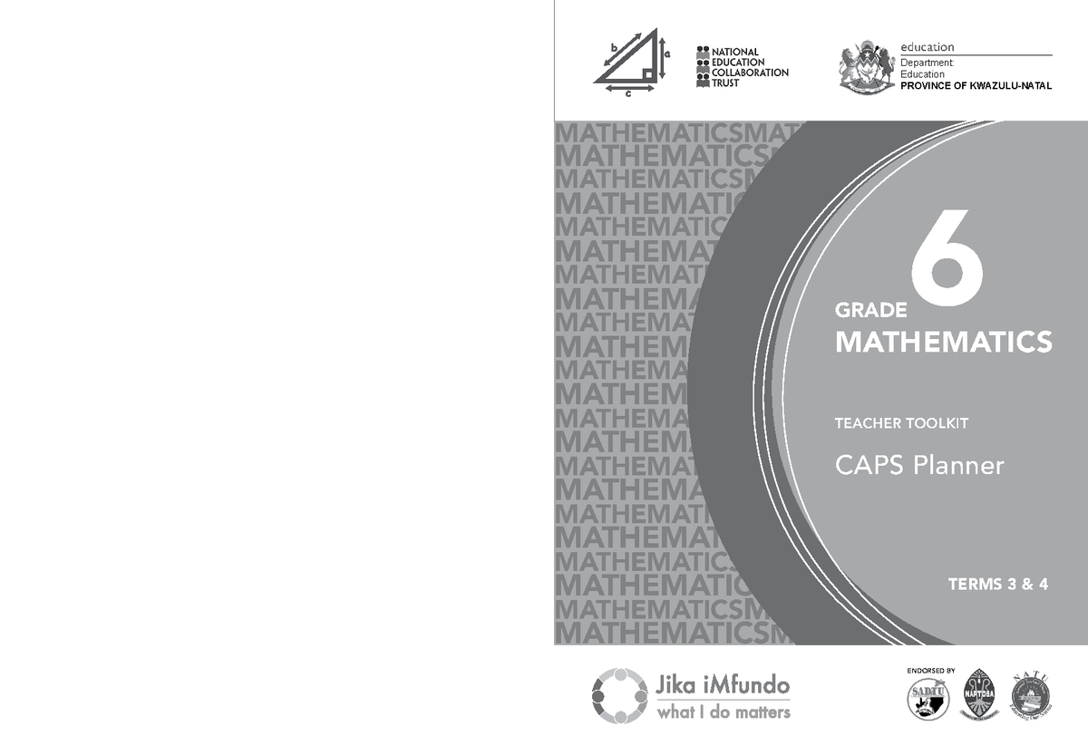 Grade 6 Maths Teacher Toolkit: CAPS Planner for Terms 3 & 4 - Studocu