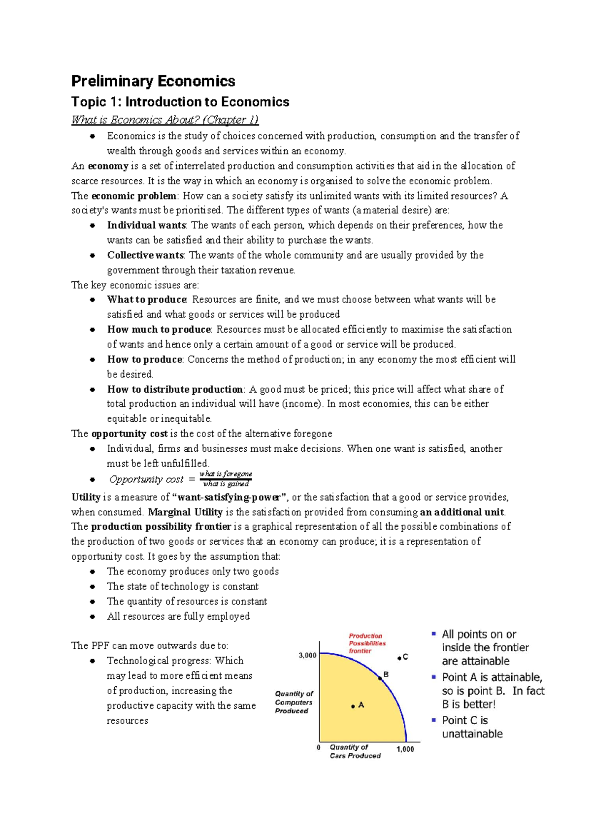 Year 11 Economics Prelims Notes: All Topics Overview - Studocu