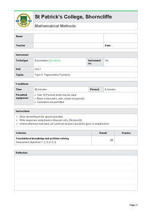11 Mathematical Methods FA1 PSMT - - Studocu