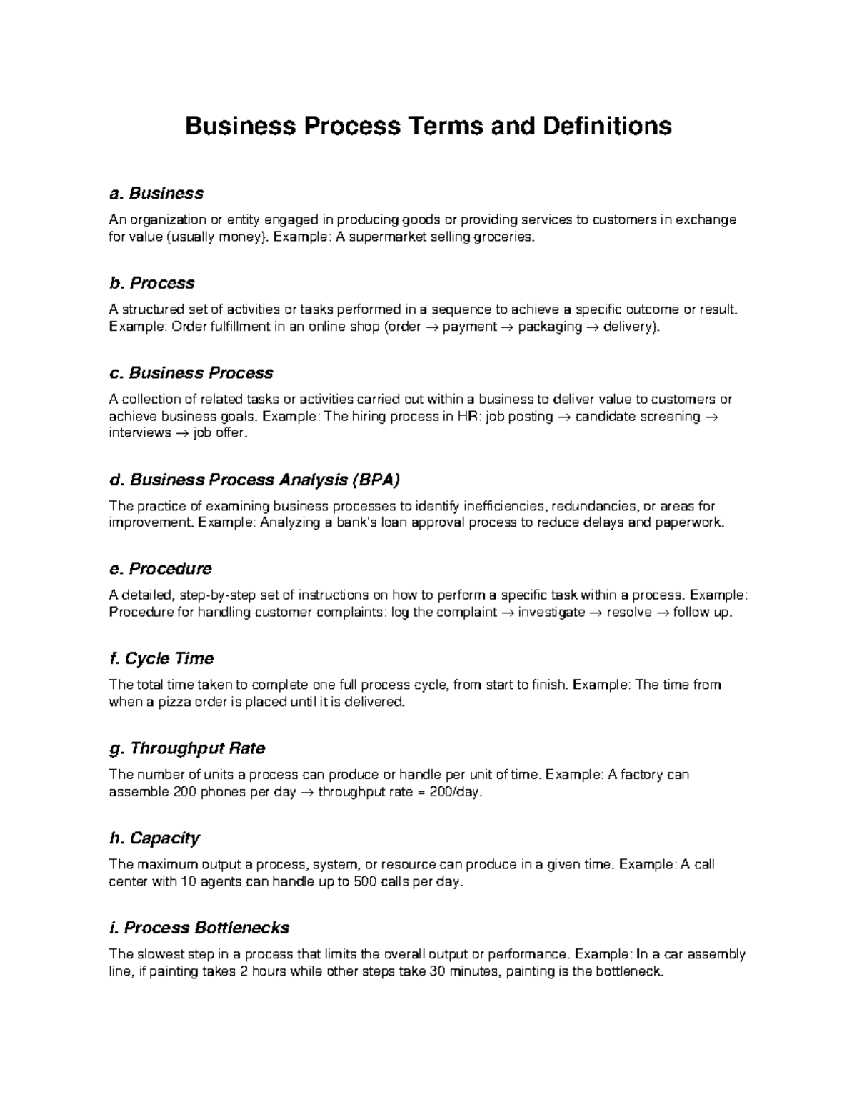 Business Process Terms & Definitions: Key Concepts Explained - Studocu