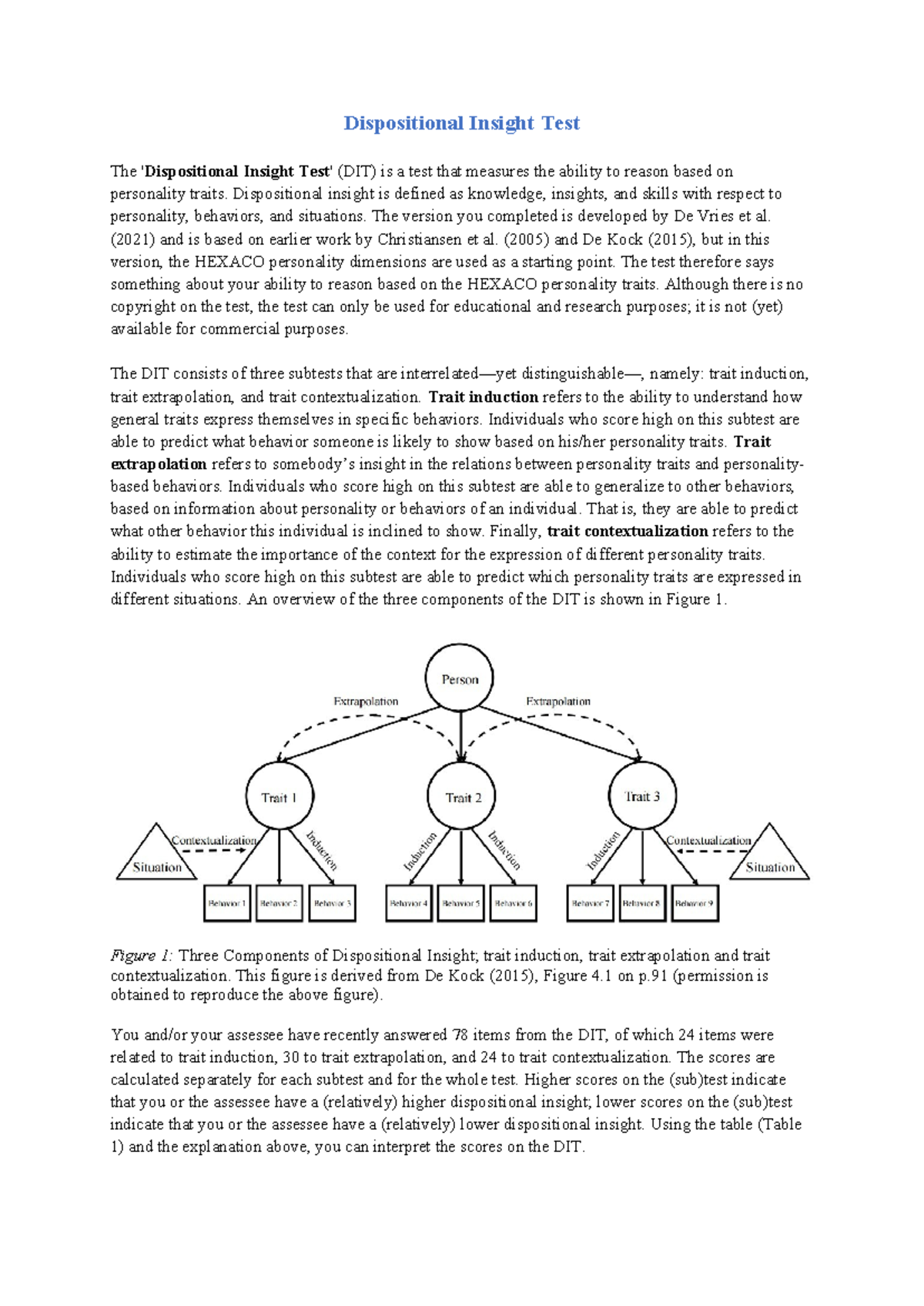 DIT ENG - Dispositional Insight Test Overview and Interpretation ...