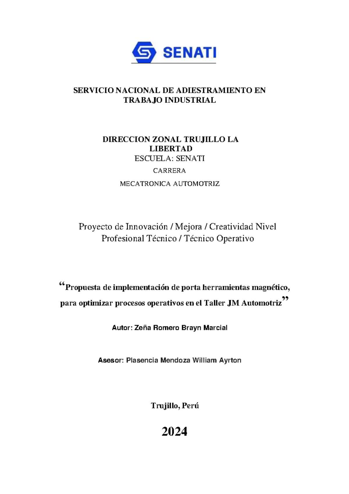 Proyecto de Innovación: Porta Herramientas Magnético para SENATI (MEC ...
