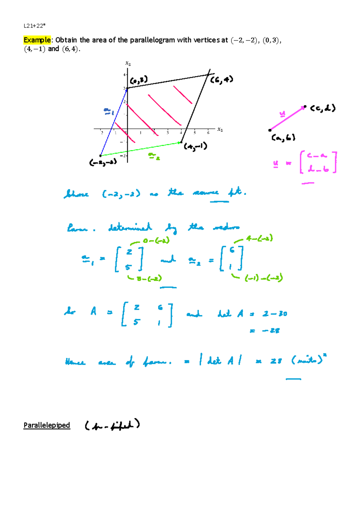L21+22 - Study Notes on Vectors and Parallelograms - Studocu