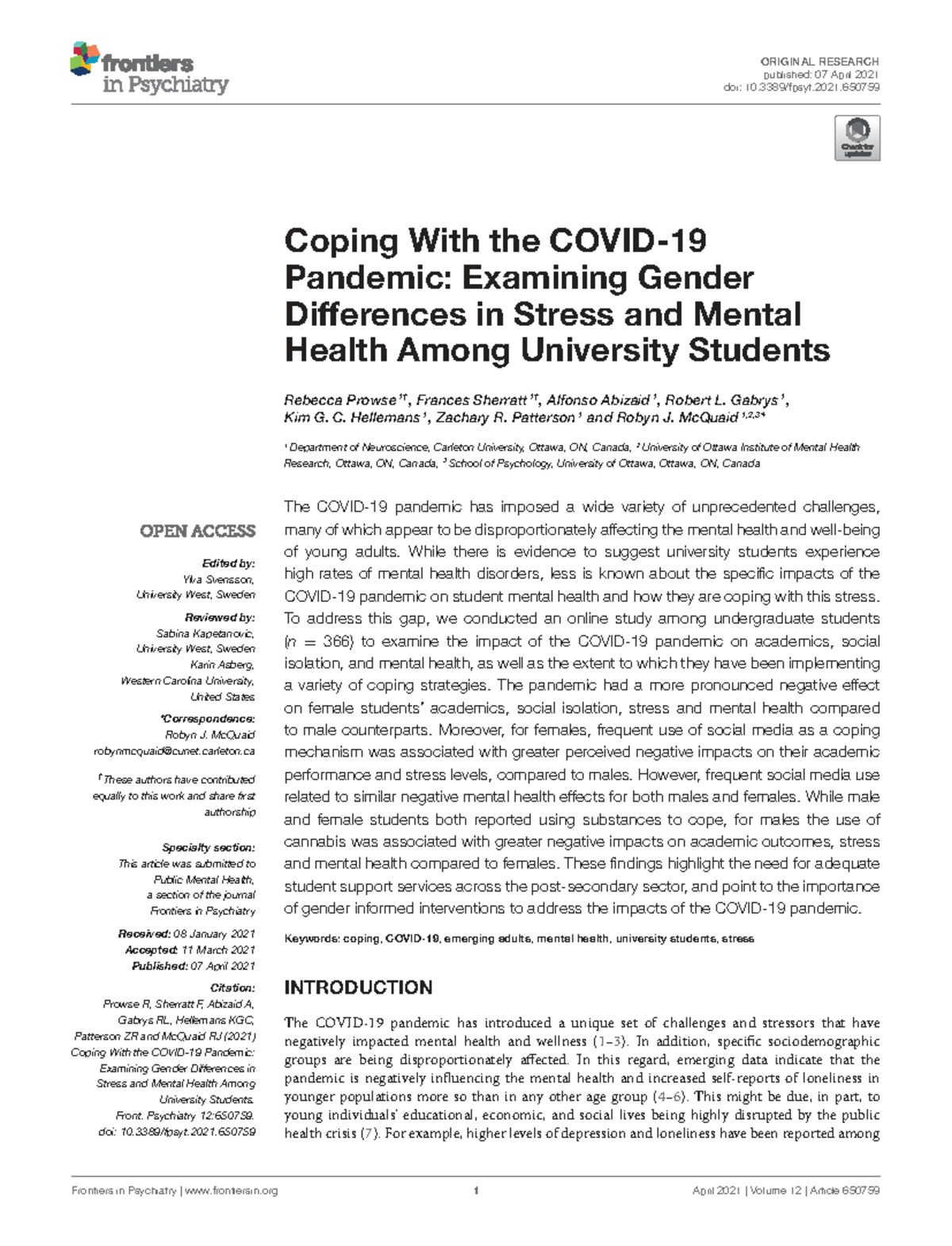 Coping with COVID-19: Gender Differences in Student Mental Health - Studocu