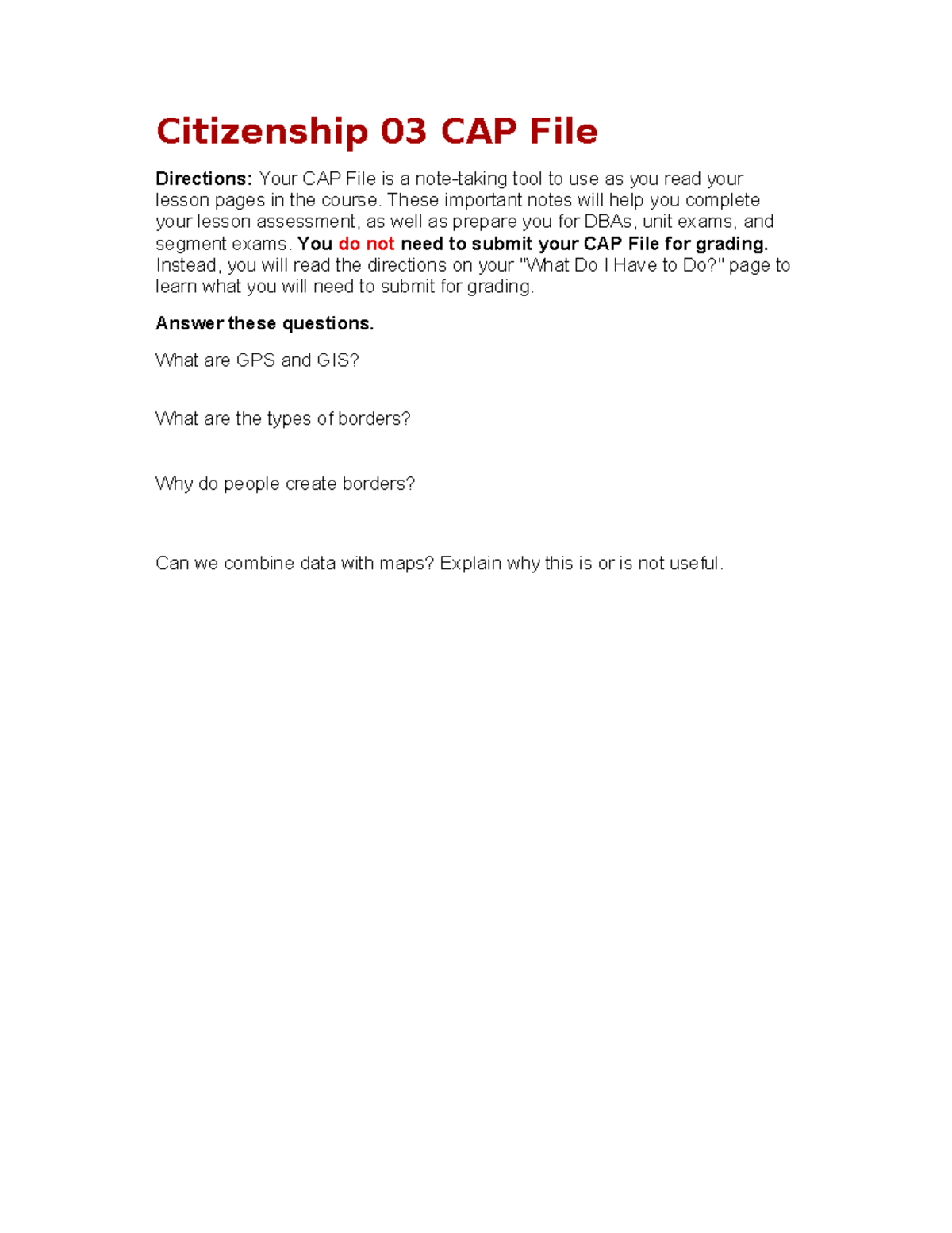 Cap citizenship lesson 03 notes - Citizenship 03 CAP File Directions ...