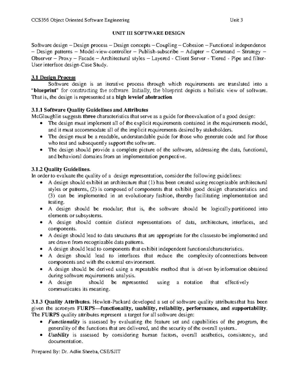 Unit 3 OOSE - Software Design Concepts & Patterns Notes - Studocu