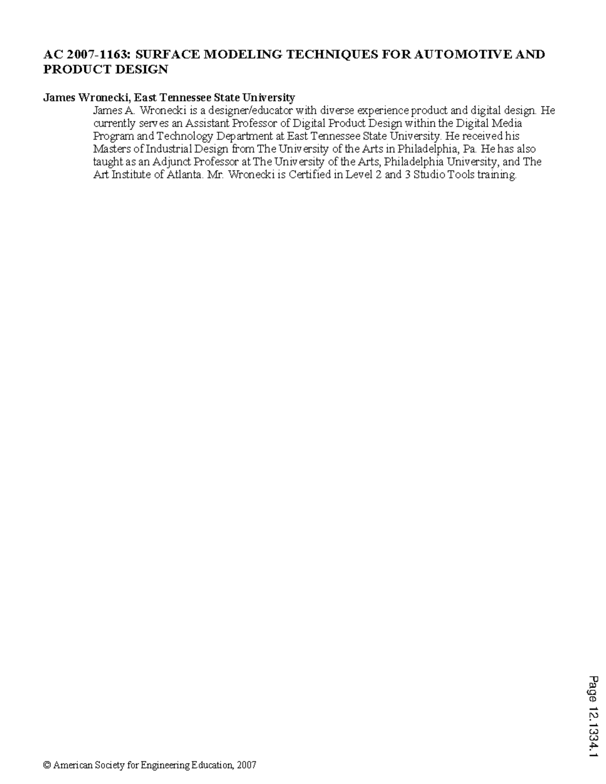 AC Surface Modeling Techniques for Automotive Design (ENGR 101) - Studocu