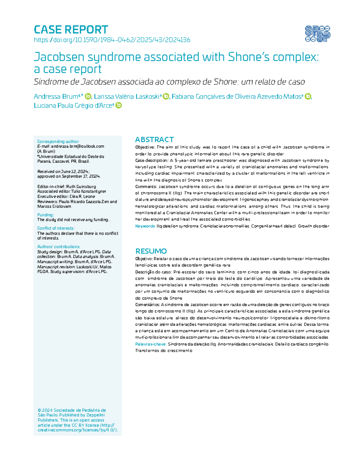 Jacobsen - Artigo muito importante - Jacobsen syndrome associated with ...