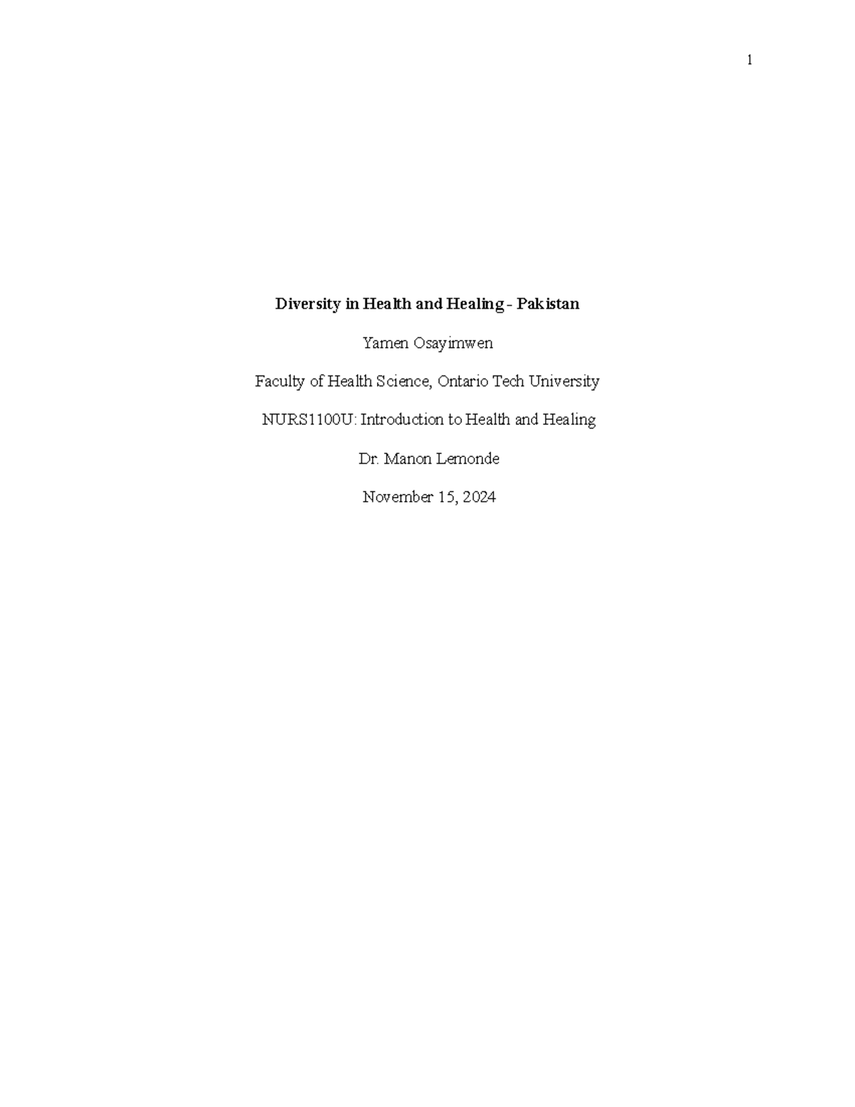 Diversity in Health and Healing - Manon Lemonde November 15, 2024 ...
