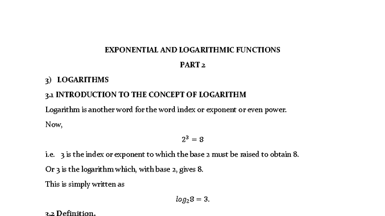 Exponential and Logarithmic Functions Part 2: Logarithms Explained ...