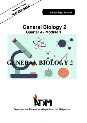 General Biology 2 Module 1 Lesson 1 4 - ABOUT THE MODULE This module ...
