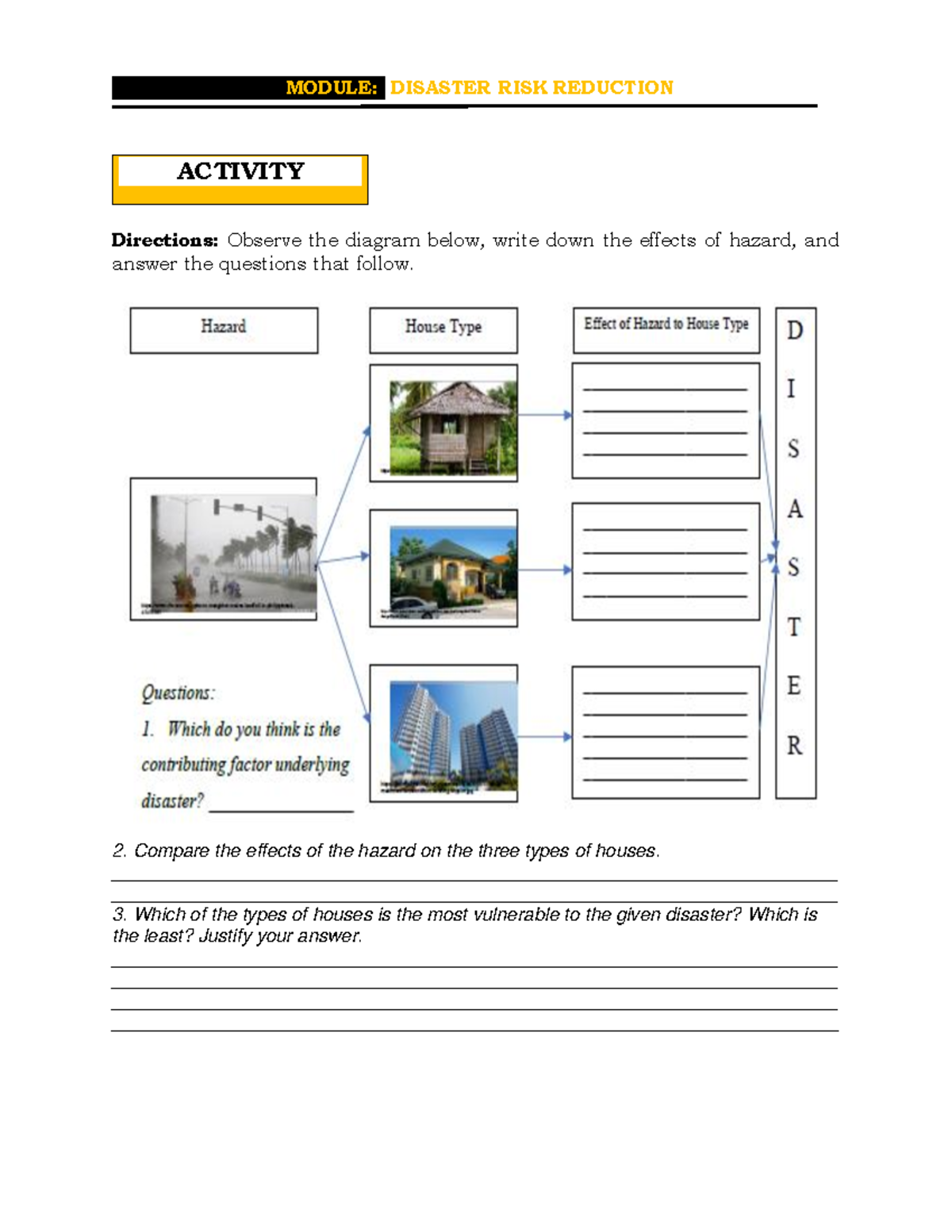 Activity Chapter 2 - MODULE: DISASTER RISK REDUCTION Directions ...