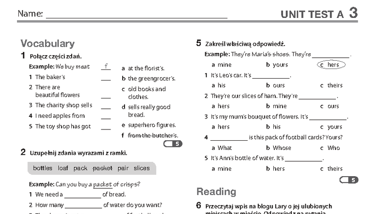L5 U3 Unit Test A - Vocabulary & Reading Exercises - Studocu