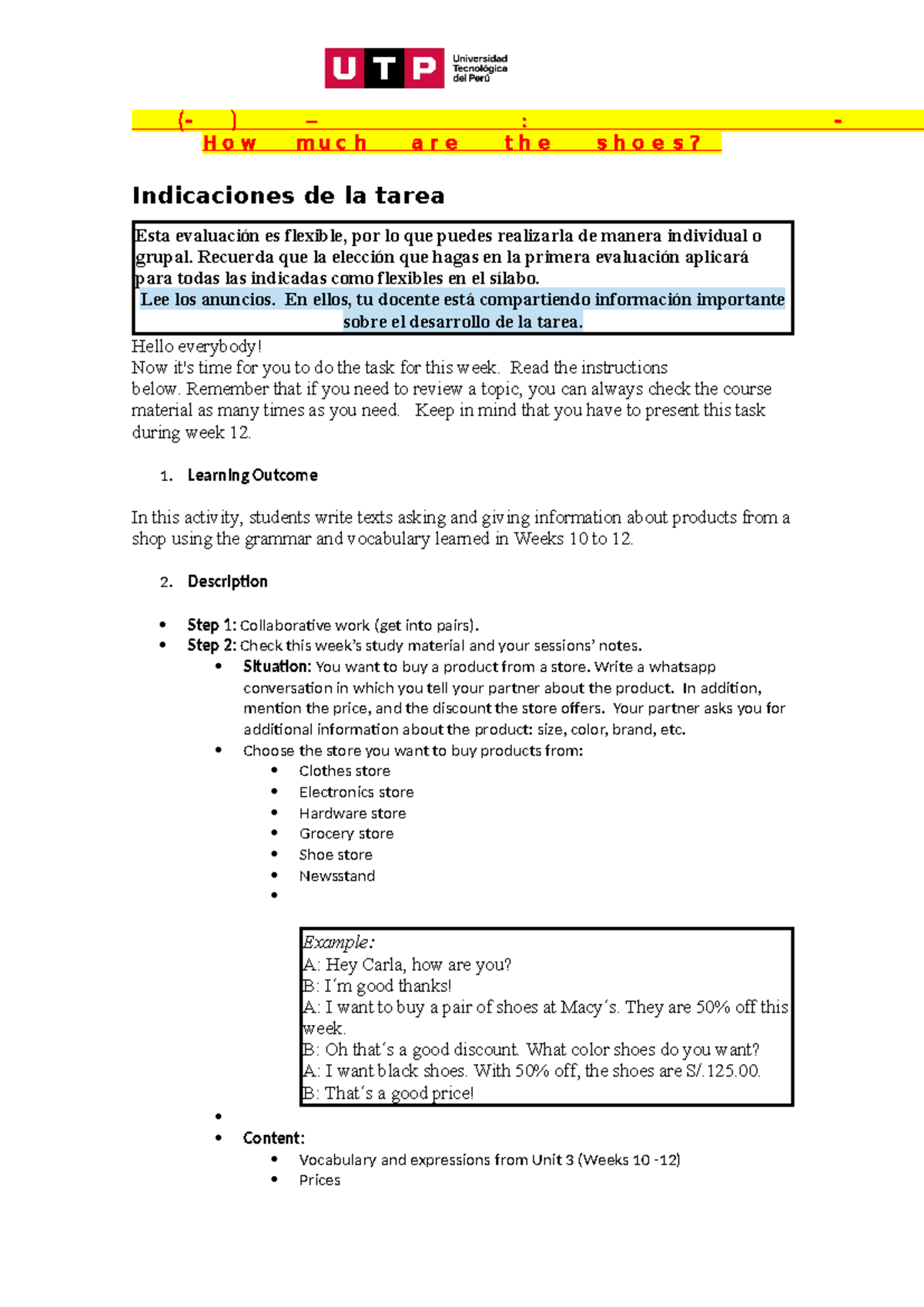 🔴 (AC-S12) Week 12 – Writing Task Assignment: How Much Are the Shoes? - Studocu