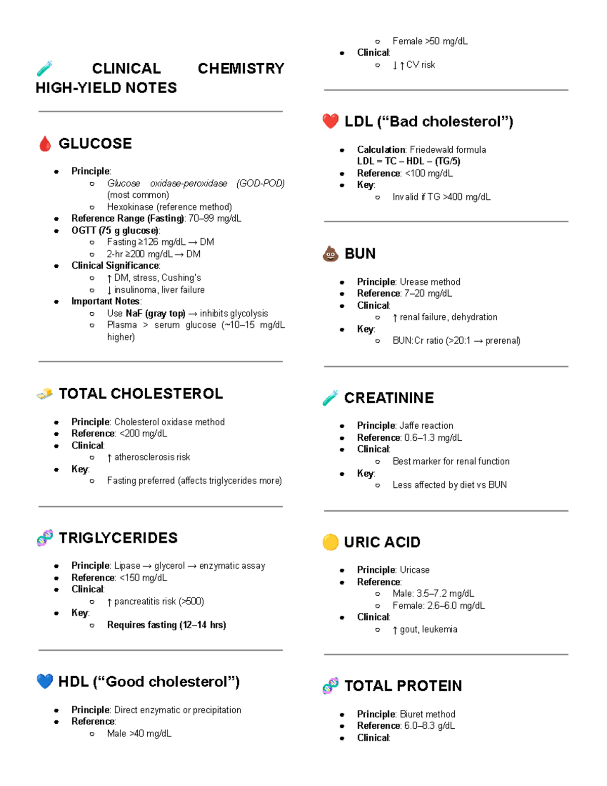 Clinical Chemistry HIGH-Yield Notes (CLINICAL CHEMISTRY) - Studocu