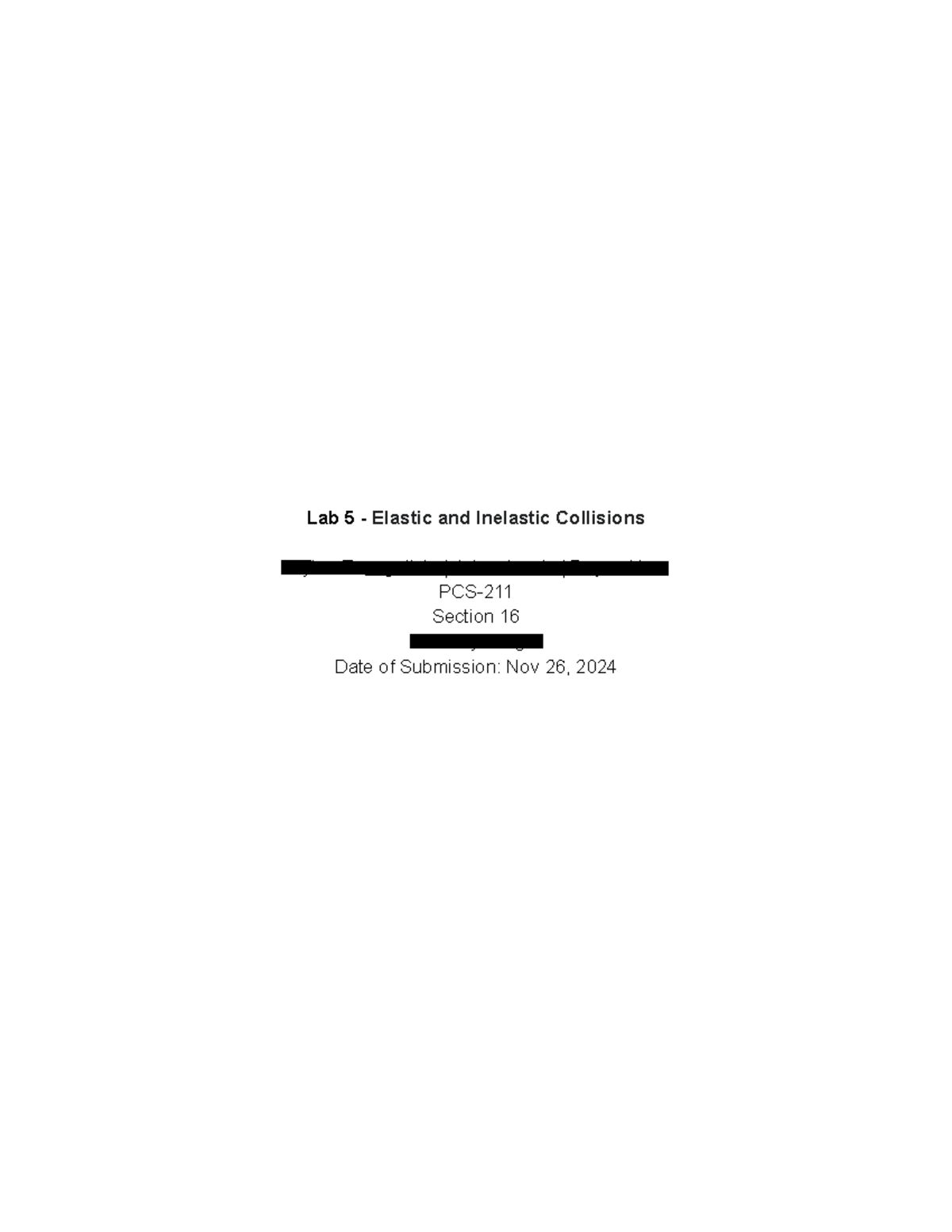 Lab Report 5 - Analyzing Elastic & Inelastic Collisions (PCS-221) - Studocu