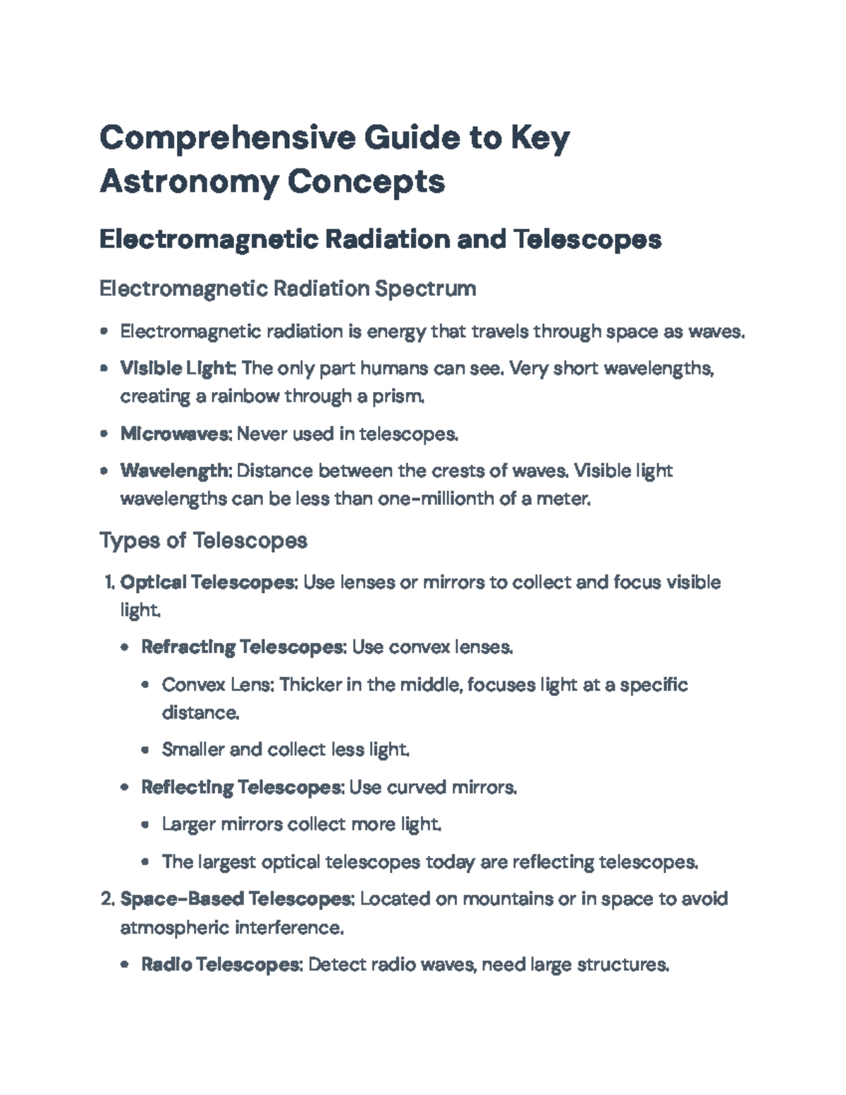 Comprehensive Guide to Astronomy Concepts (Course Code: AST101 ...