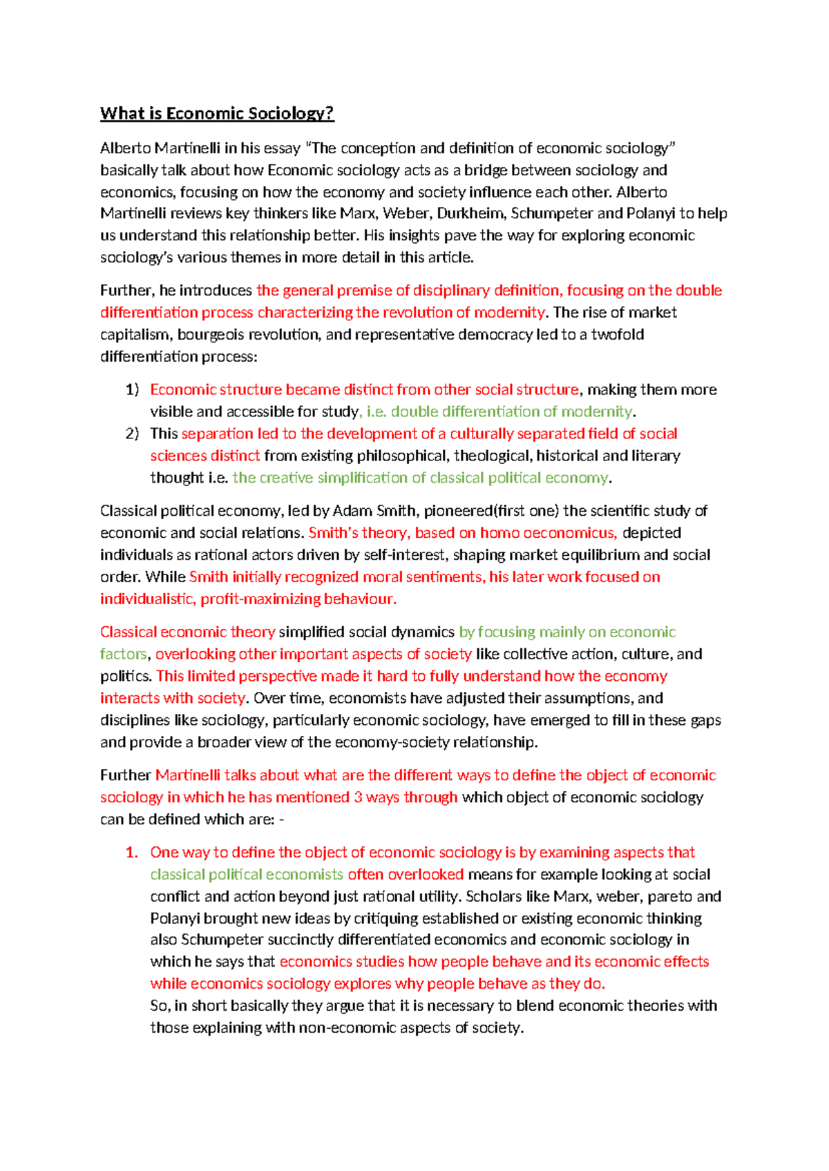 Economic Sociology: Insights from Key Thinkers and Themes (SOC 101 ...