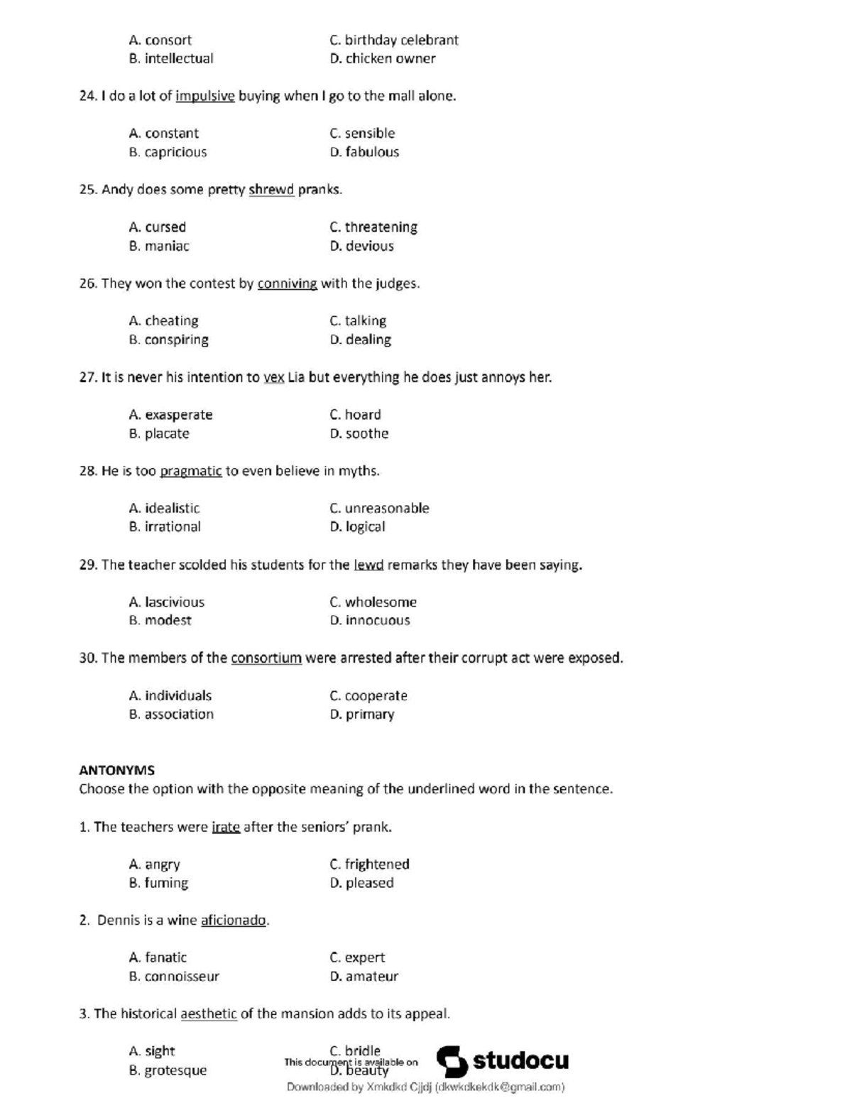 English 123 4 - Dhjxx - A. consort C. birthday celebrant B ...