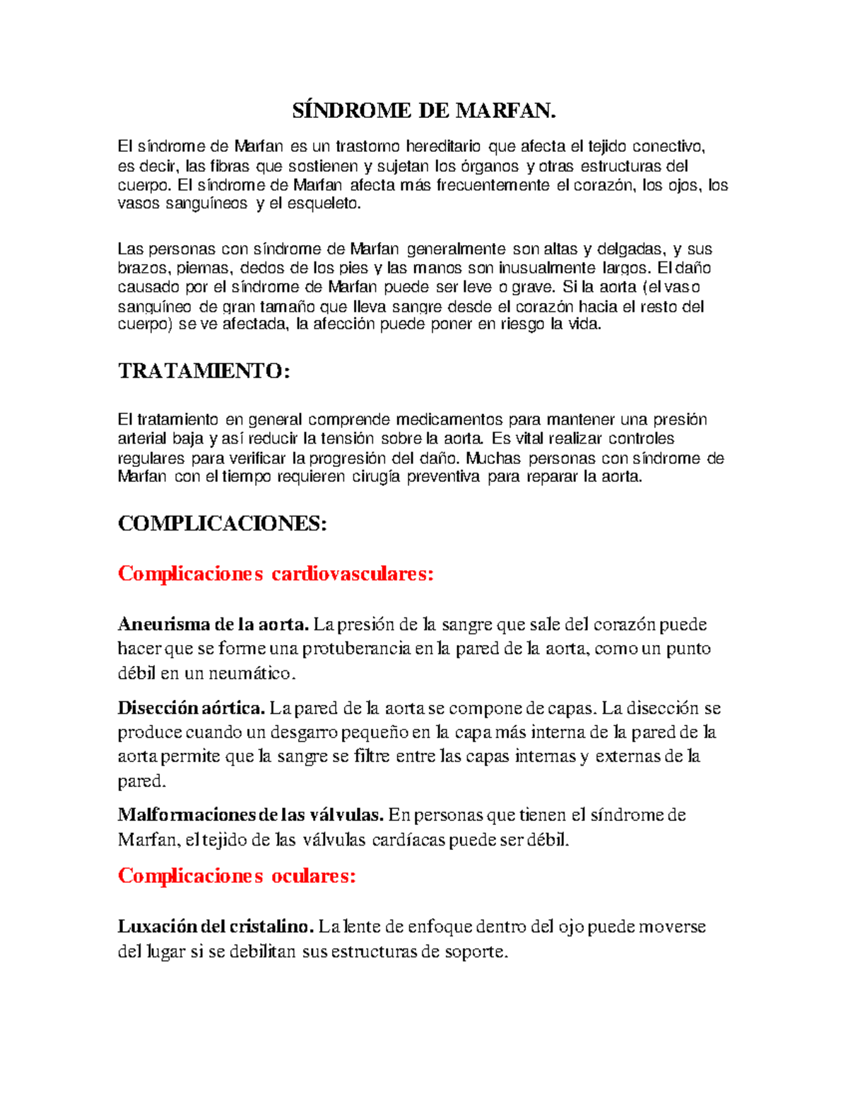 Síndrome DE Marfan - SÍNDROME DE MARFAN. El síndrome de Marfan es un ...