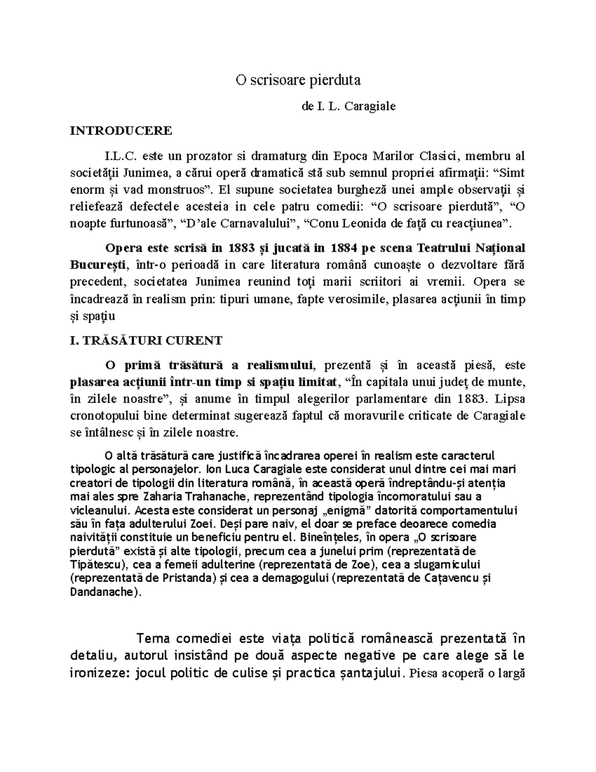 Eseu Bacalaureat Enigma Otiliei - Analiză Literară (LIT 12) - Studocu