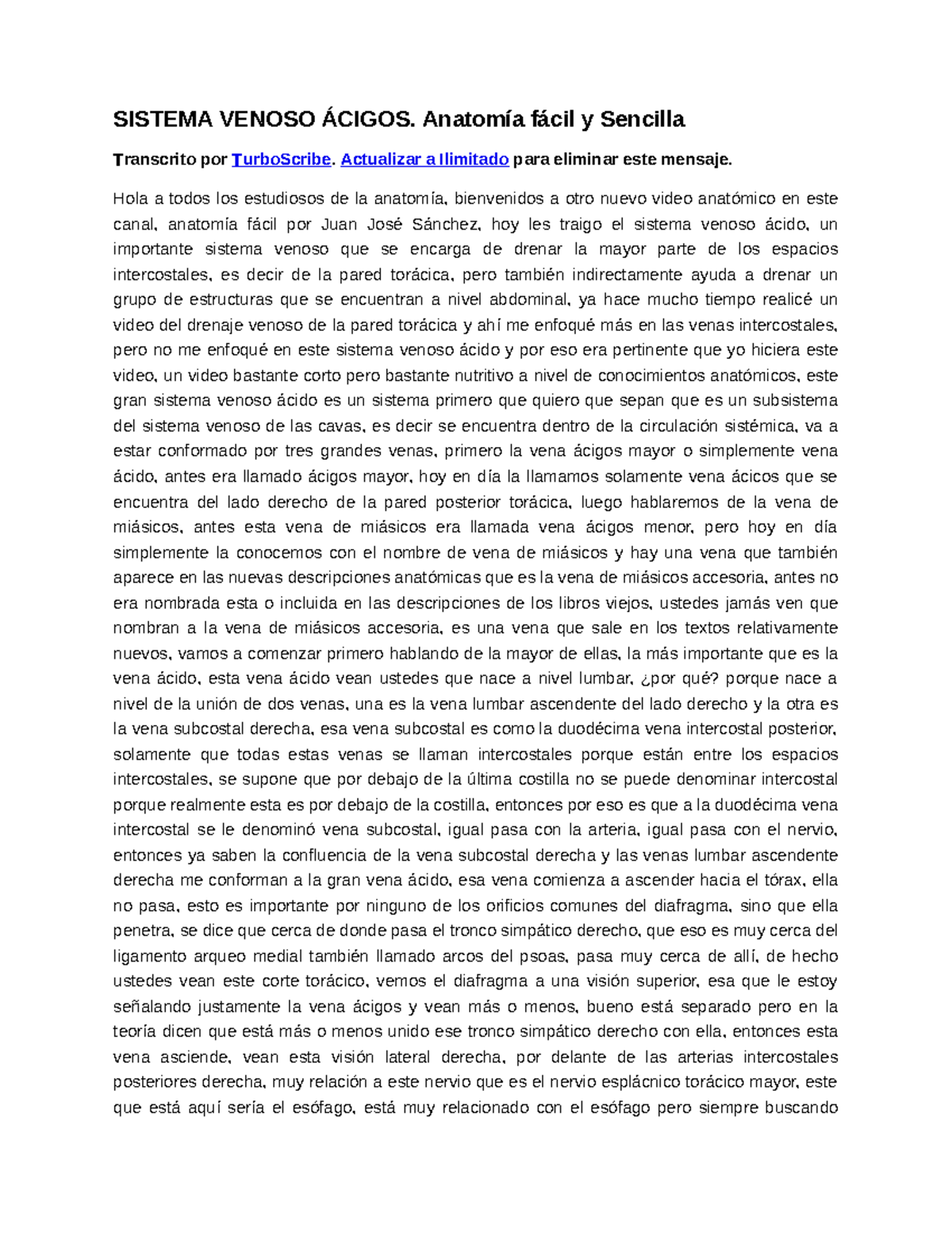 Sistema Venoso Ácigos: Anatomía Simplificada y Detallada - Studocu