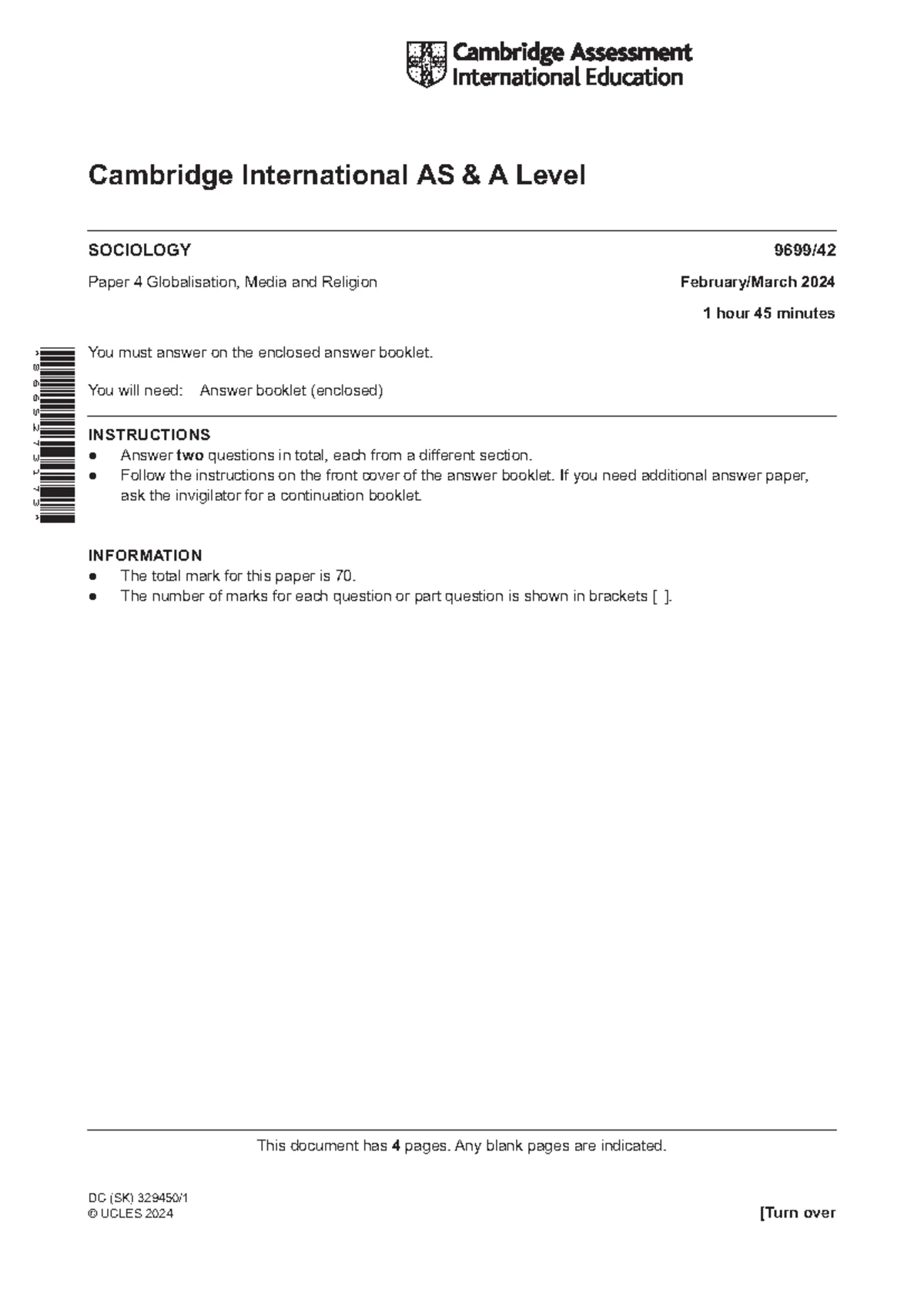 Cambridge International AS & A Level Sociology 9699 Syllabus Overview ...