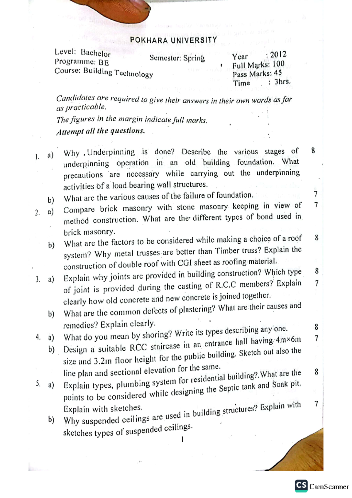 Building Technology Past Questions and Answers for Revision - Studocu