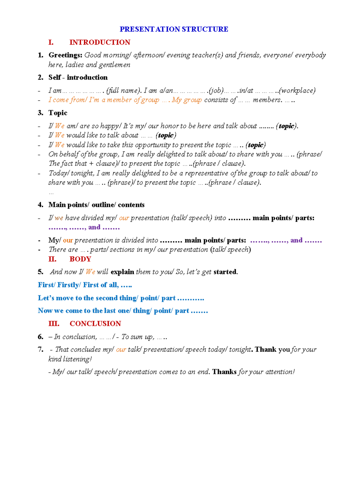 Presentation Structure Guidelines for Effective Delivery - Studocu