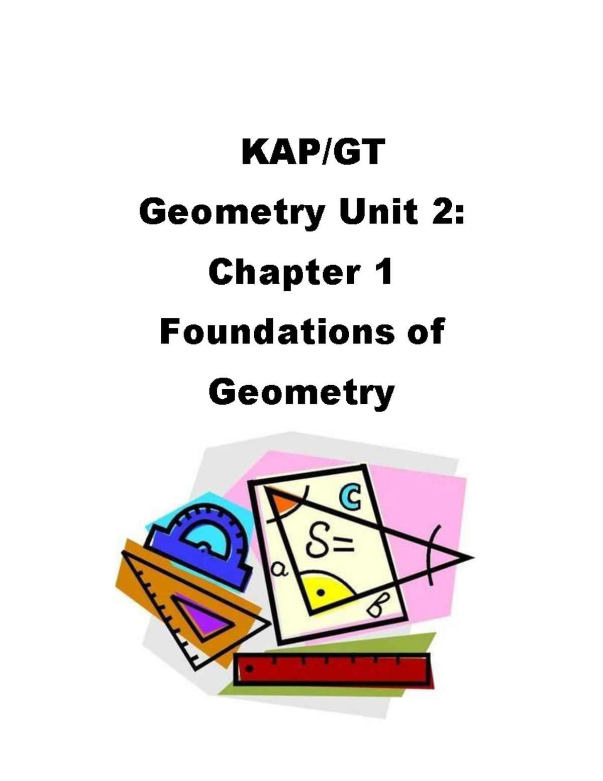 Geometry Unit 2: Chapter 1 Vocabulary and Definitions (2025-2026) - Studocu