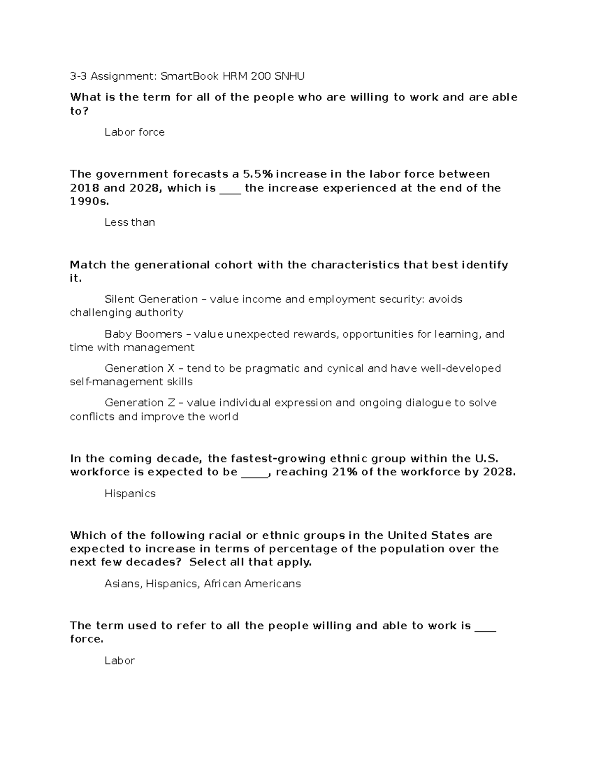 HRM 200 SNHU: 3-3 SmartBook Assignment Overview and Key Concepts - Studocu