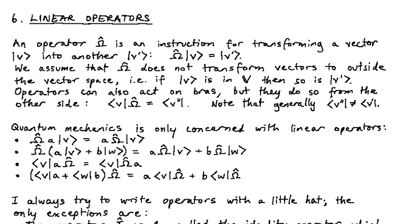 6 Linear Operators - Transformations and Identity in Quantum Mechanics - Studocu