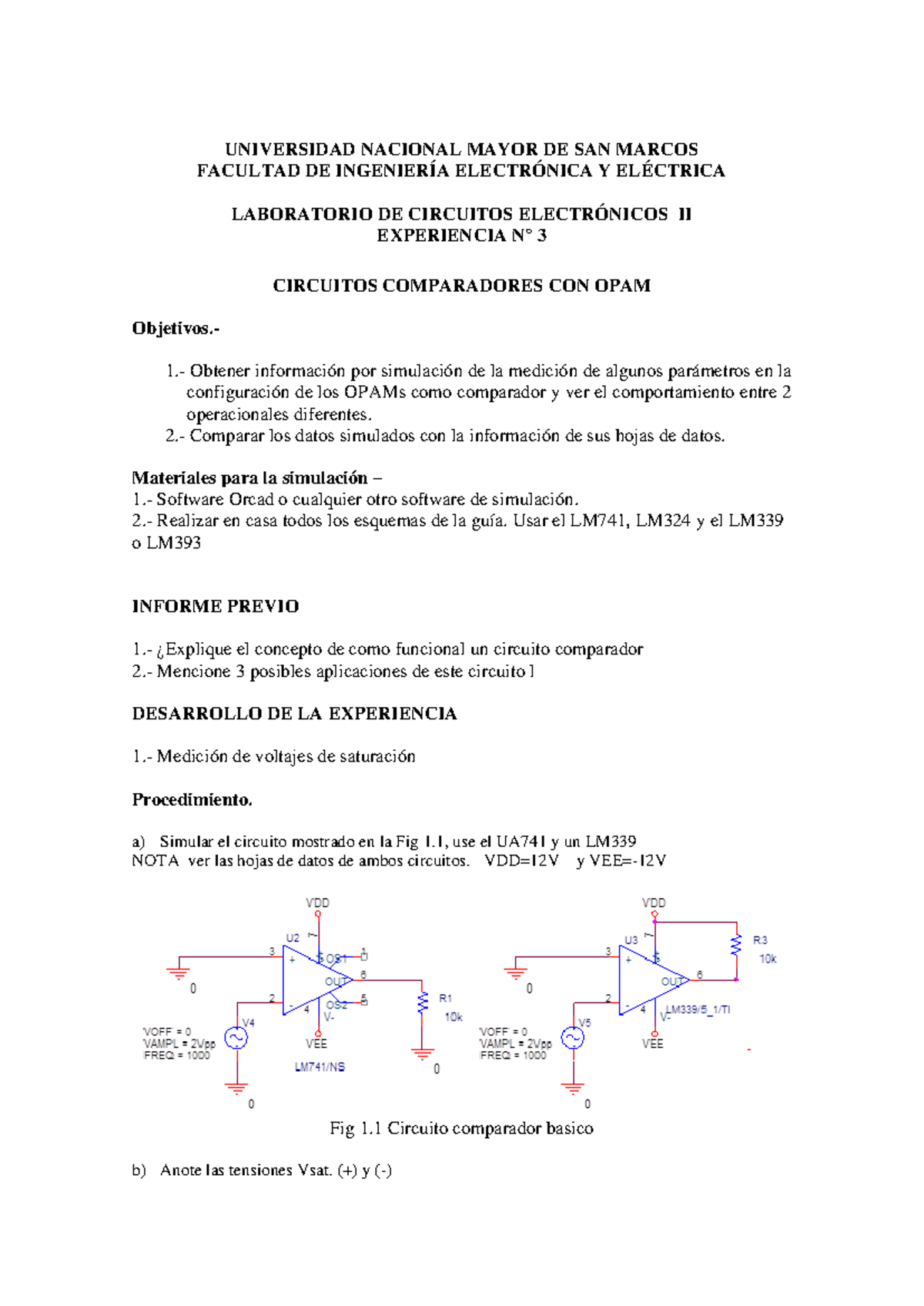 Práctica Nº3: Comparadores de Circuitos con OPAM - Ingeniería ...