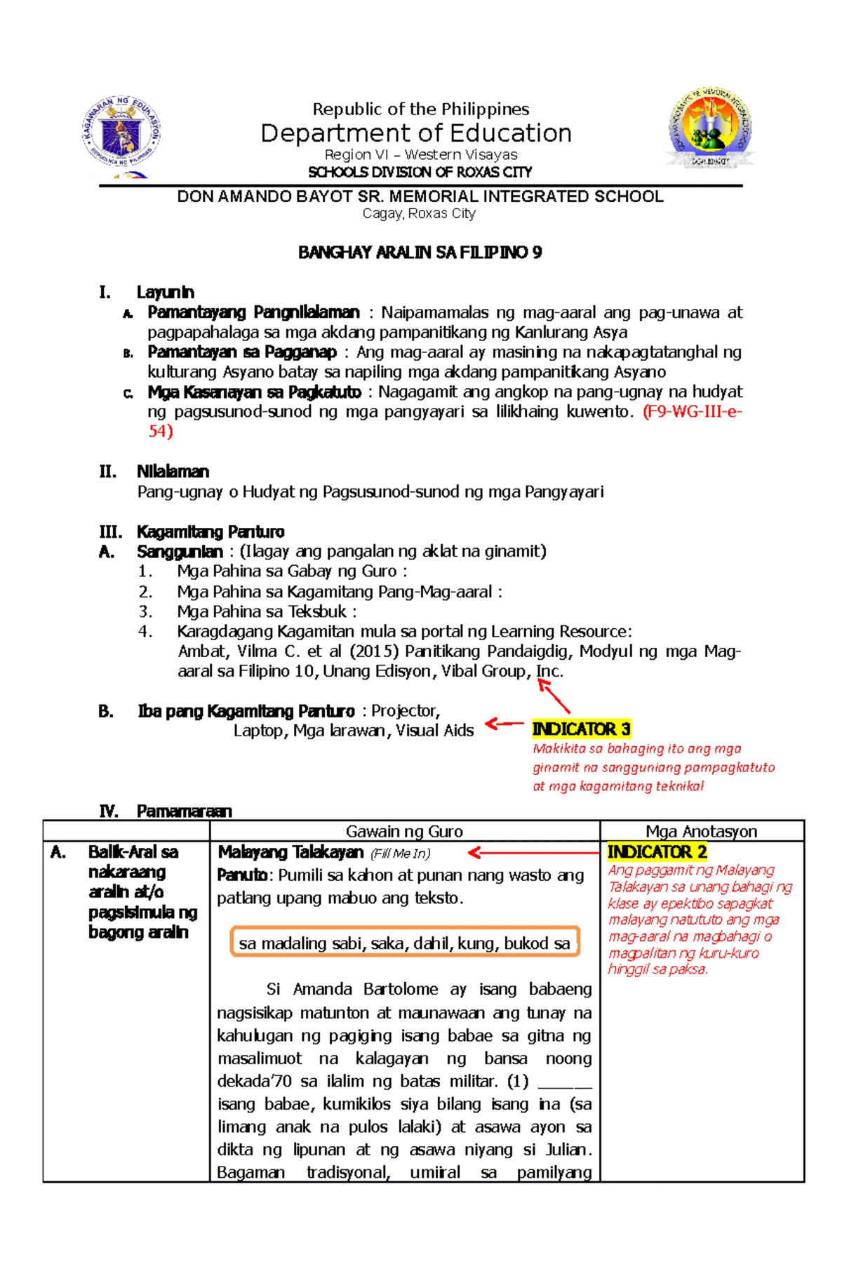 MELCs - Grade Level: Grade 9 Subject: Filipino Grade Level Standards ...