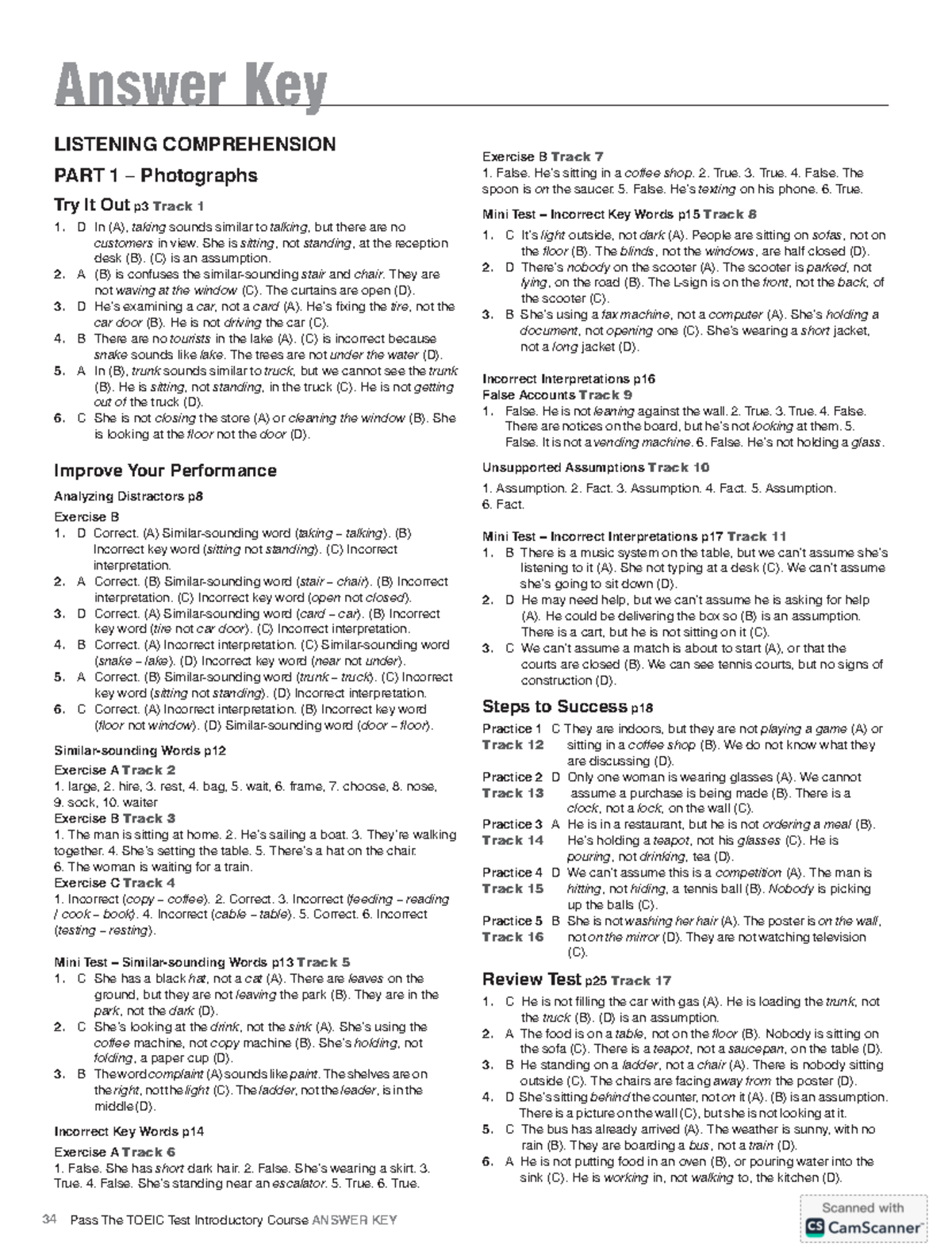 Pass the TOEIC Test Introductory Course Answer Key - Studocu