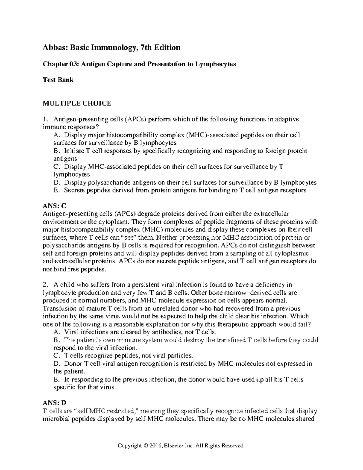 Abbas: Basic Immunology, 7th Ed. Chapter 03 - Antigen Capture ...