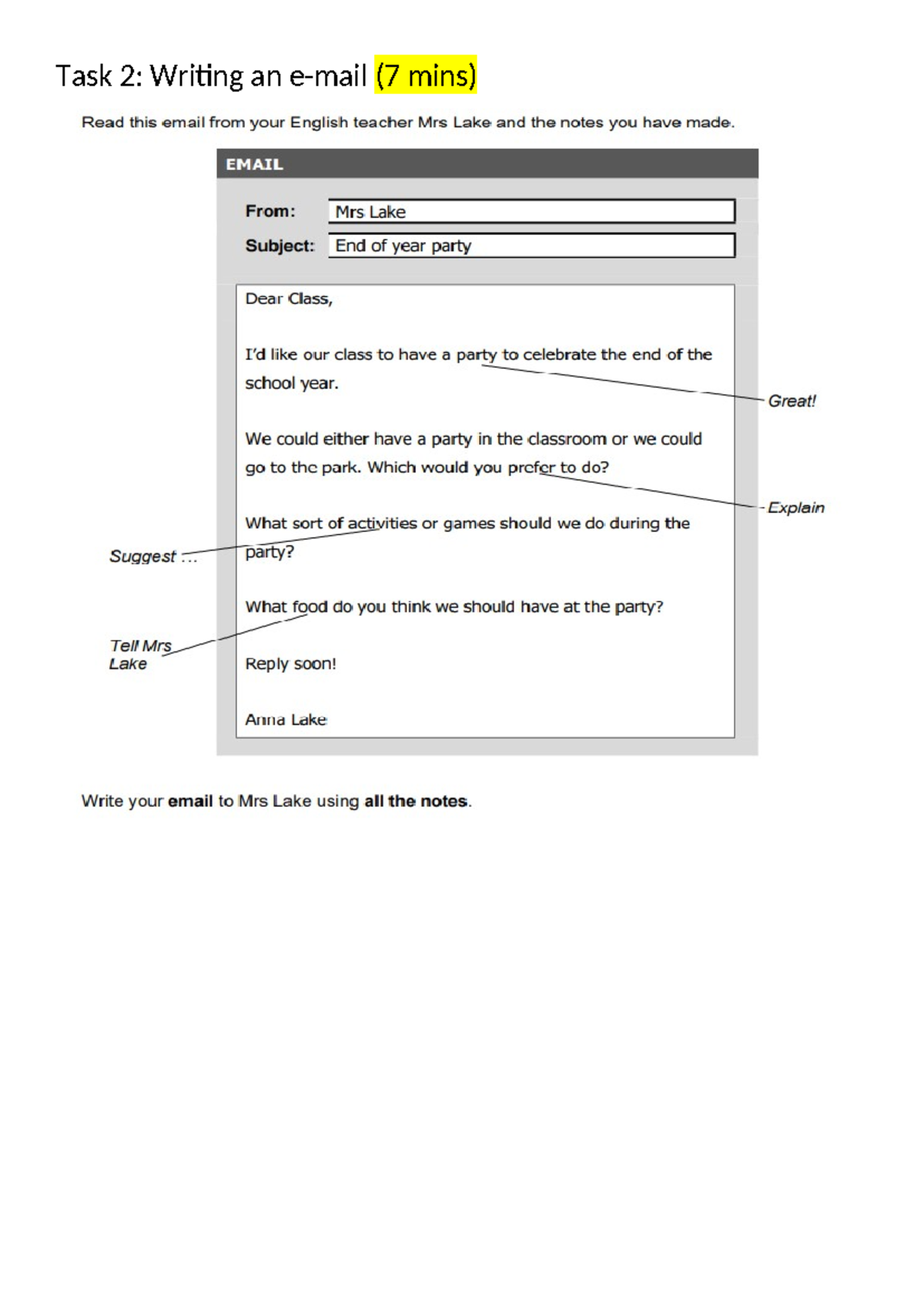 TOEFL: Email Writing Task - End of Year Party Planning - Studocu