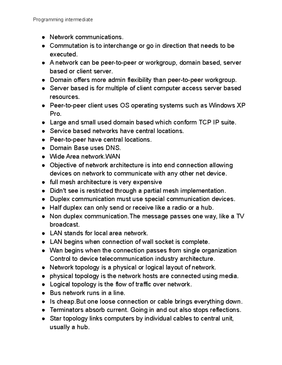 College notes 6 - Programming intermediate Network communications ...