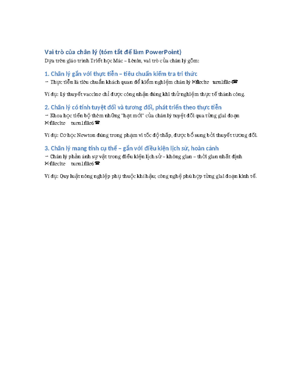 Vai trò của chân lý - Tóm tắt cho PowerPoint (Triết học Mác Lênin ...